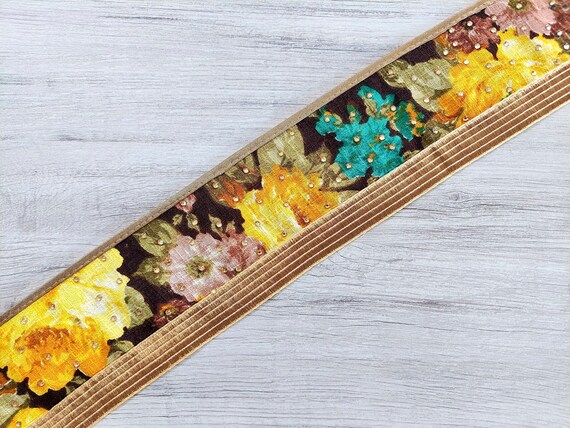 Digital Print Brocade Trim by the Yard indian Fabric Trim Sari Border craft Ribbon sari Fabric Trimming sewing Tape silk Ribbons Etsy UK