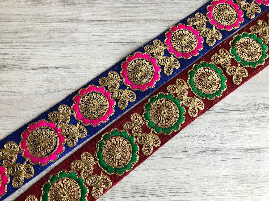 Sari Fabric Indian Trim Sari Silk Fabric Trim Embroidered | Etsy