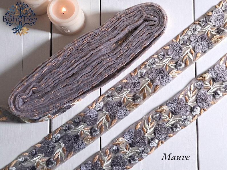 Embroidered Floral Net Fabric Trim: Indian Sari Border, Art Quilts - Etsy