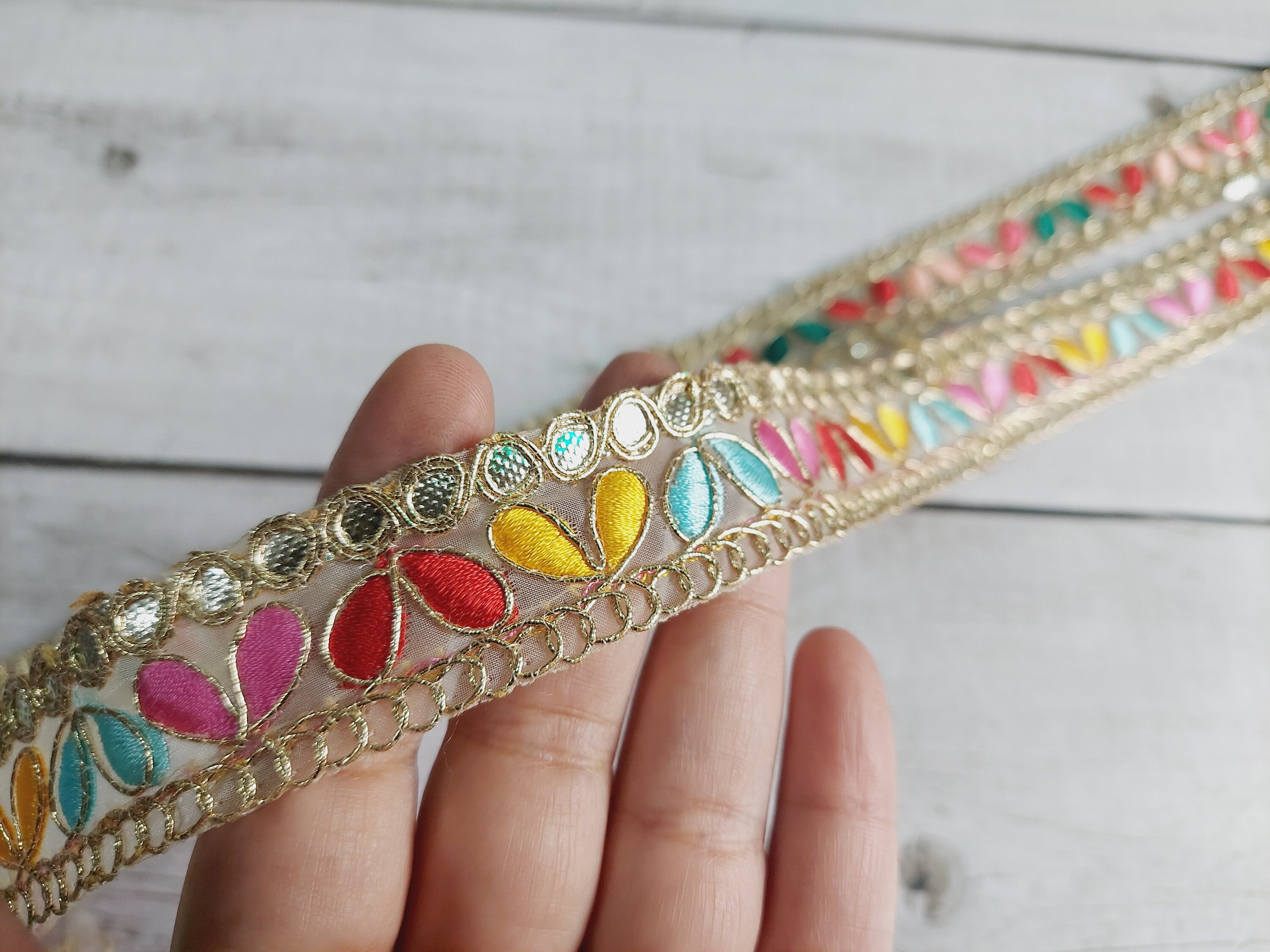 Sari fabric Indian trim Embroidered Trim Saree Border | Etsy