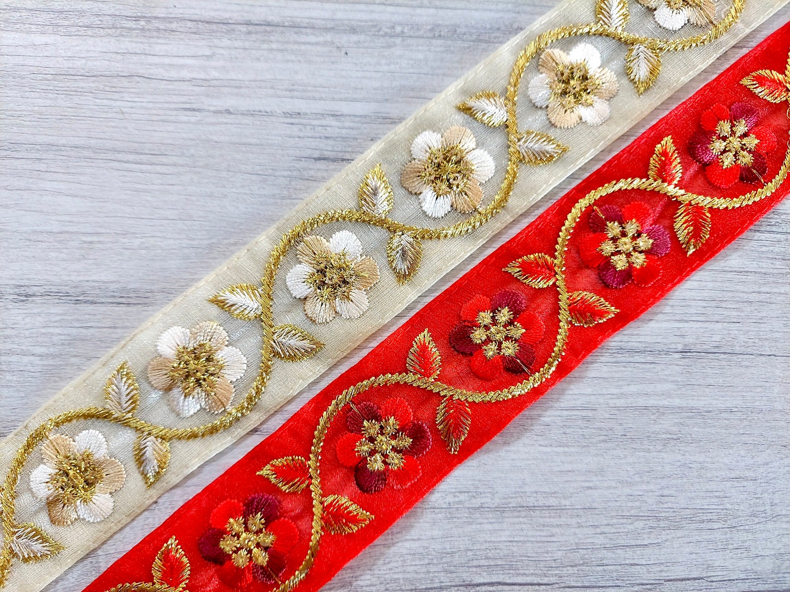 Embroidered Indian Trim by the Yard Indian Fabric Trim Sari - Etsy