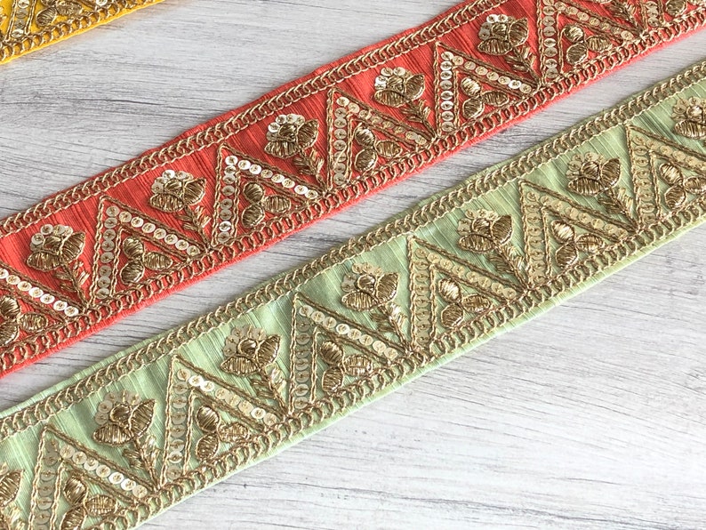 Embroidered Indian Trim by the Yard Indian Fabric Trim Sari | Etsy