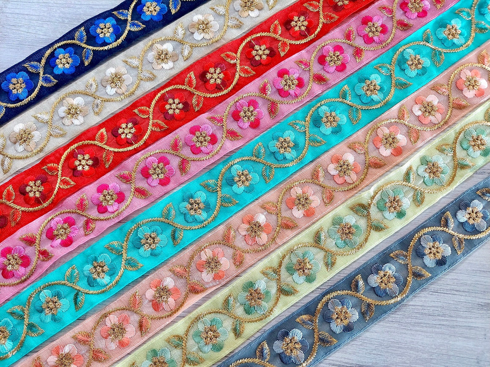 Embroidered Indian Trim by the Yard Indian Fabric Trim Sari - Etsy