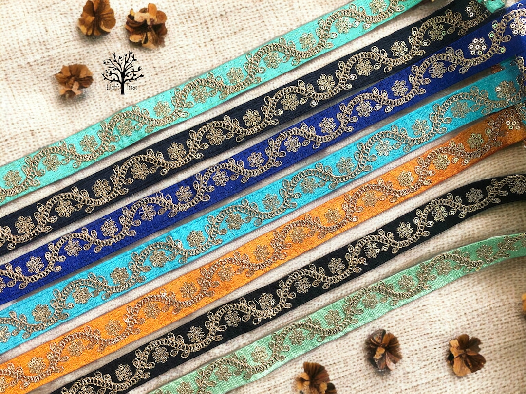 Embroidered Indian Trim by the Yard Indian Fabric Trim Sari Border ...