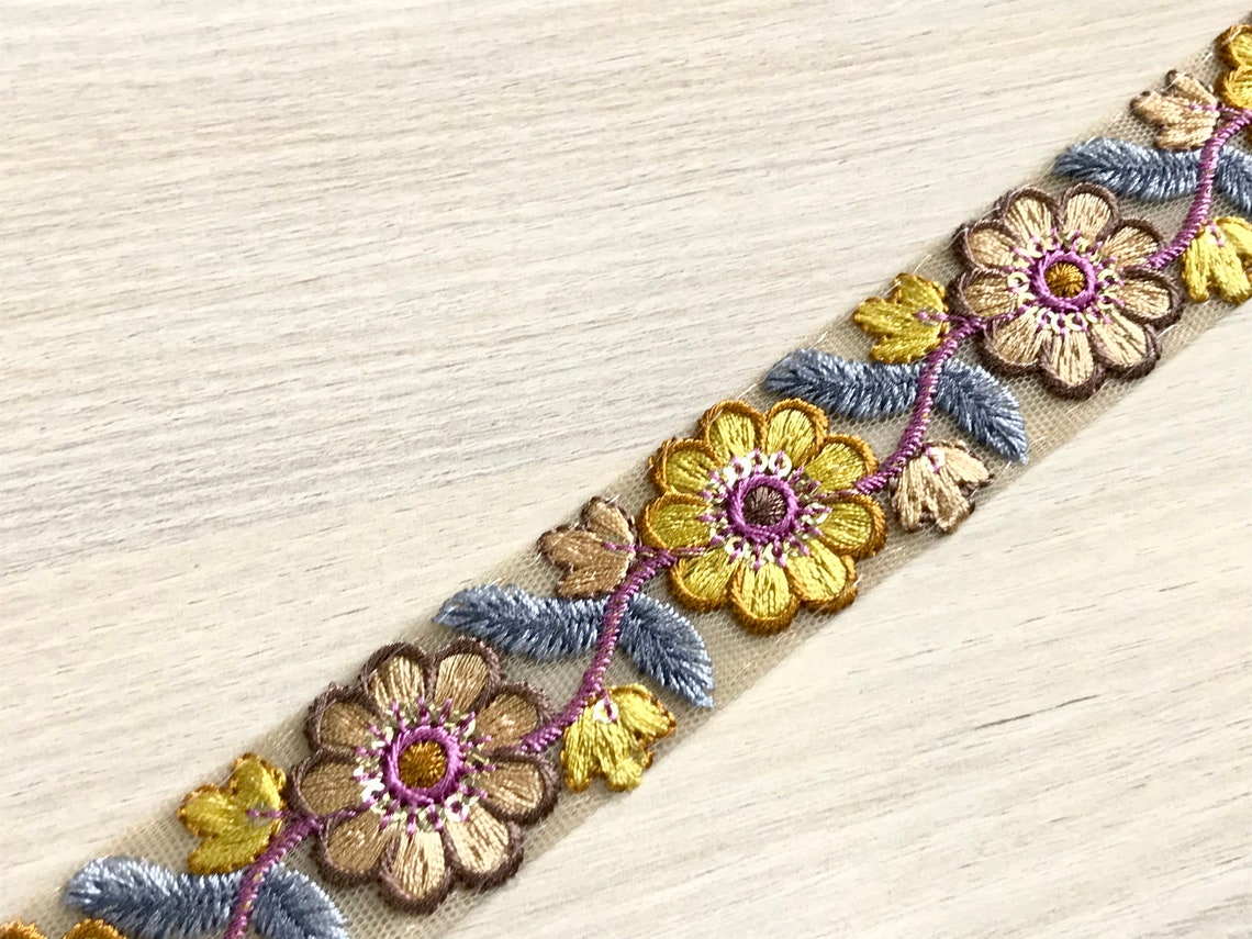 Sari Fabric Trim Multi Colour Embroidered Saree Border for - Etsy