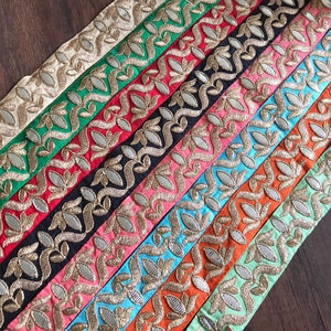 Silk Fabric Trim-multi Colour Embroidered Sari Border-silk - Etsy