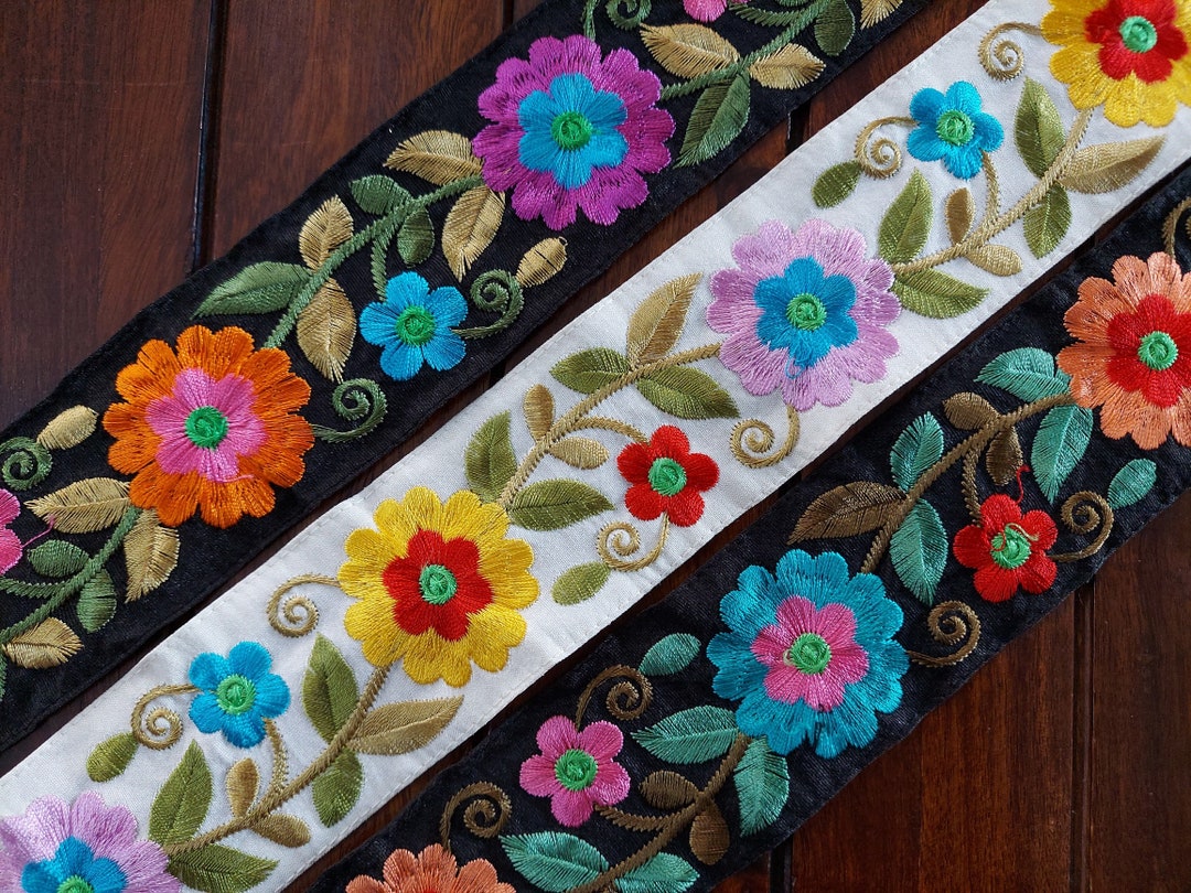 Embroidered Indian Trim by the Yard Indian Fabric Trim Sari - Etsy