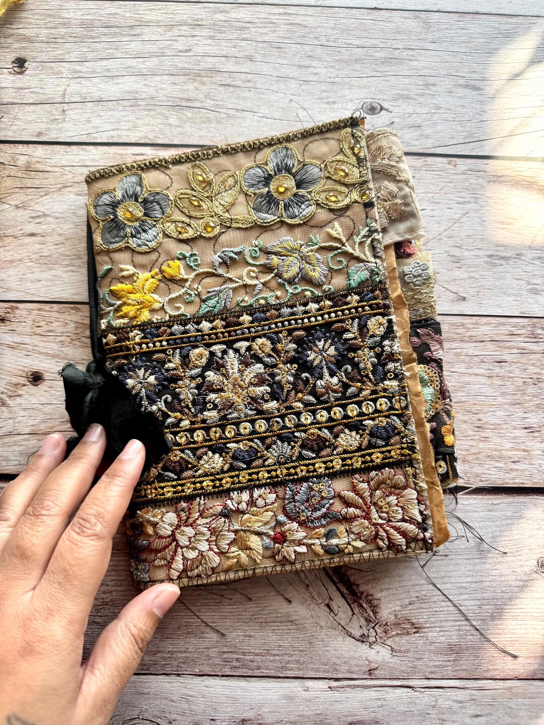 Boho Junk Journal | Cover With Upcycled Sari Trims, Embroidered Textile ...