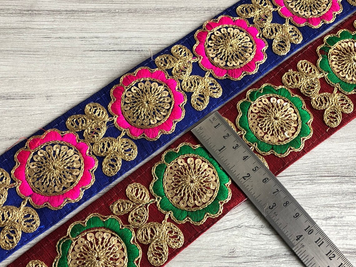 Sari Fabric Indian Trim Sari Silk Fabric Trim Embroidered - Etsy
