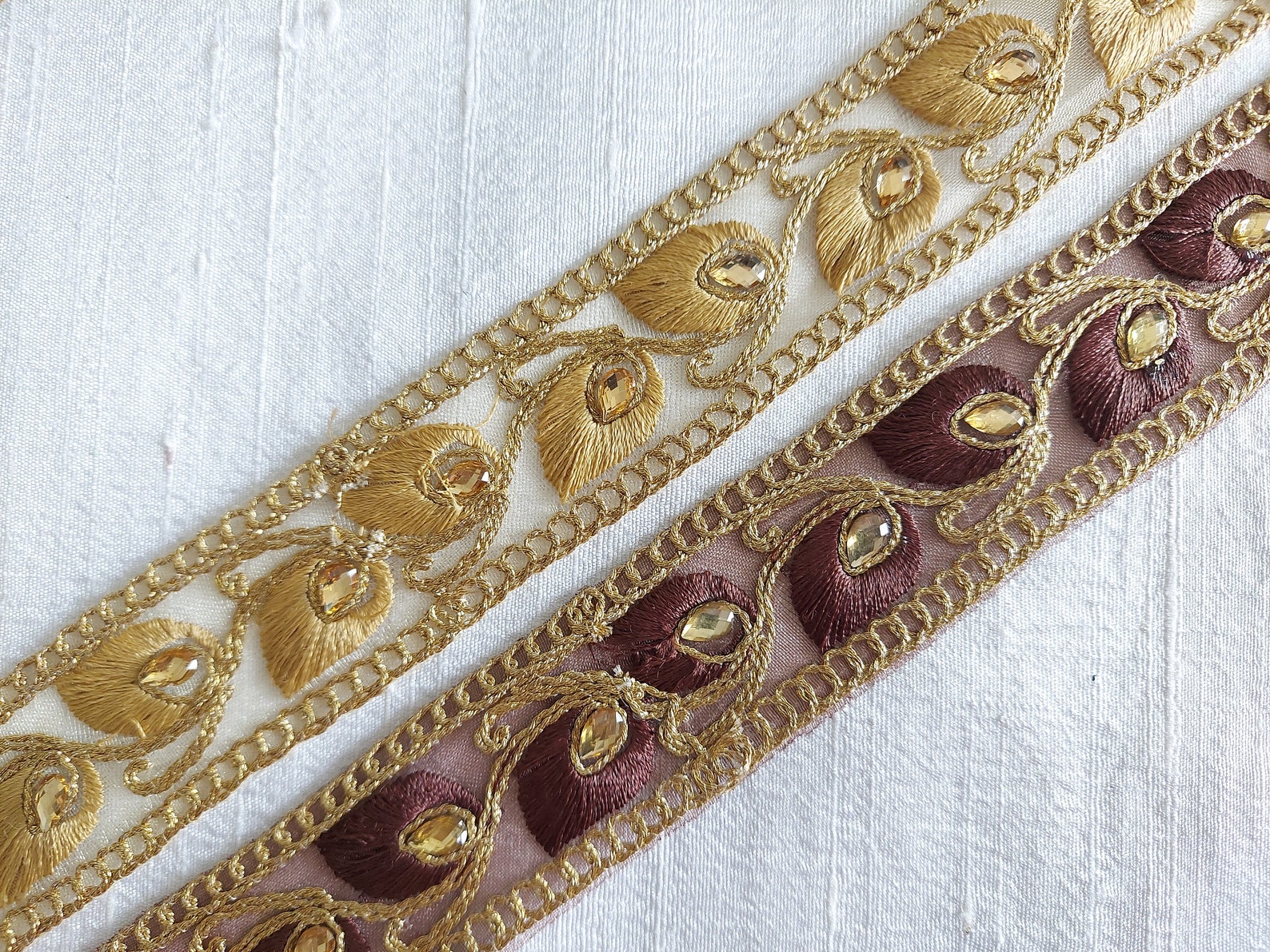 Embroidered Indian Trim by the Yard Indian Fabric Trim Sari Border ...