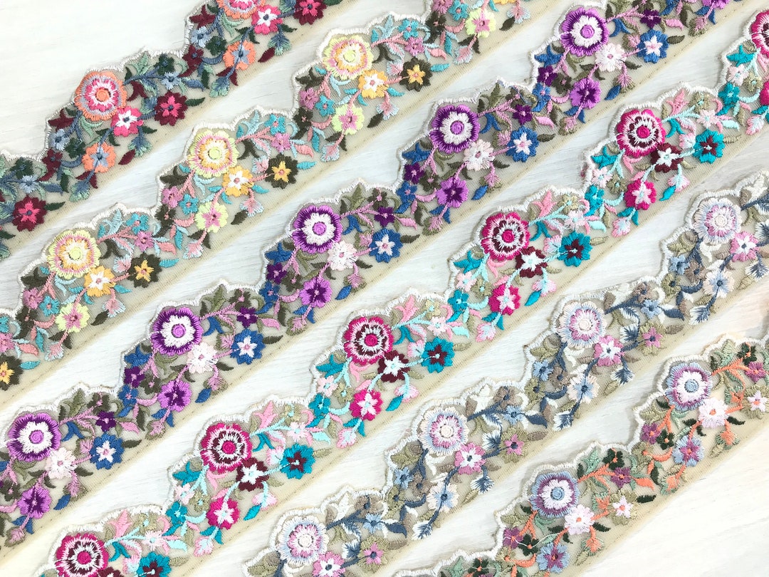 Net Fabric-cut Work-saree Border Indian Lace Trim by the Yard, Sari ...