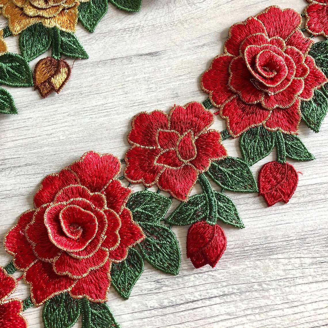 Floral Fabric Trim-multi Colour Embroidered Cut-work Lace-silk - Etsy