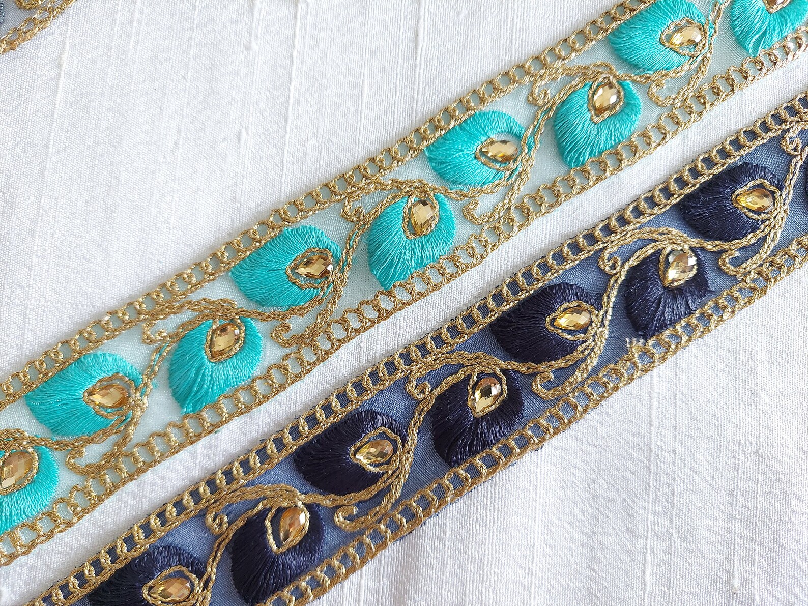 Embroidered Indian Trim by the Yard Indian Fabric Trim Sari Border ...