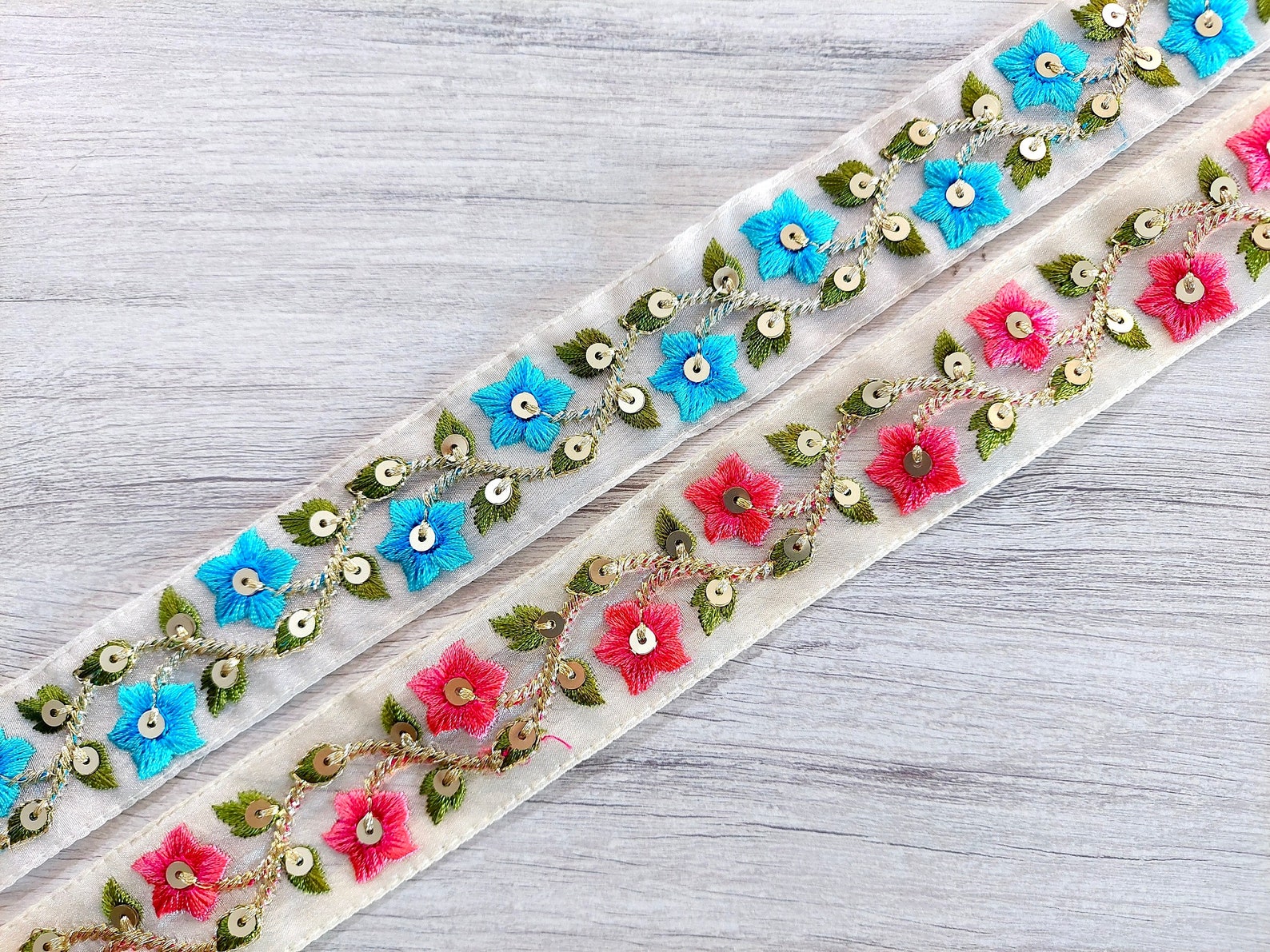 Embroidered Indian Trim by the Yard Indian Fabric Trim Sari - Etsy
