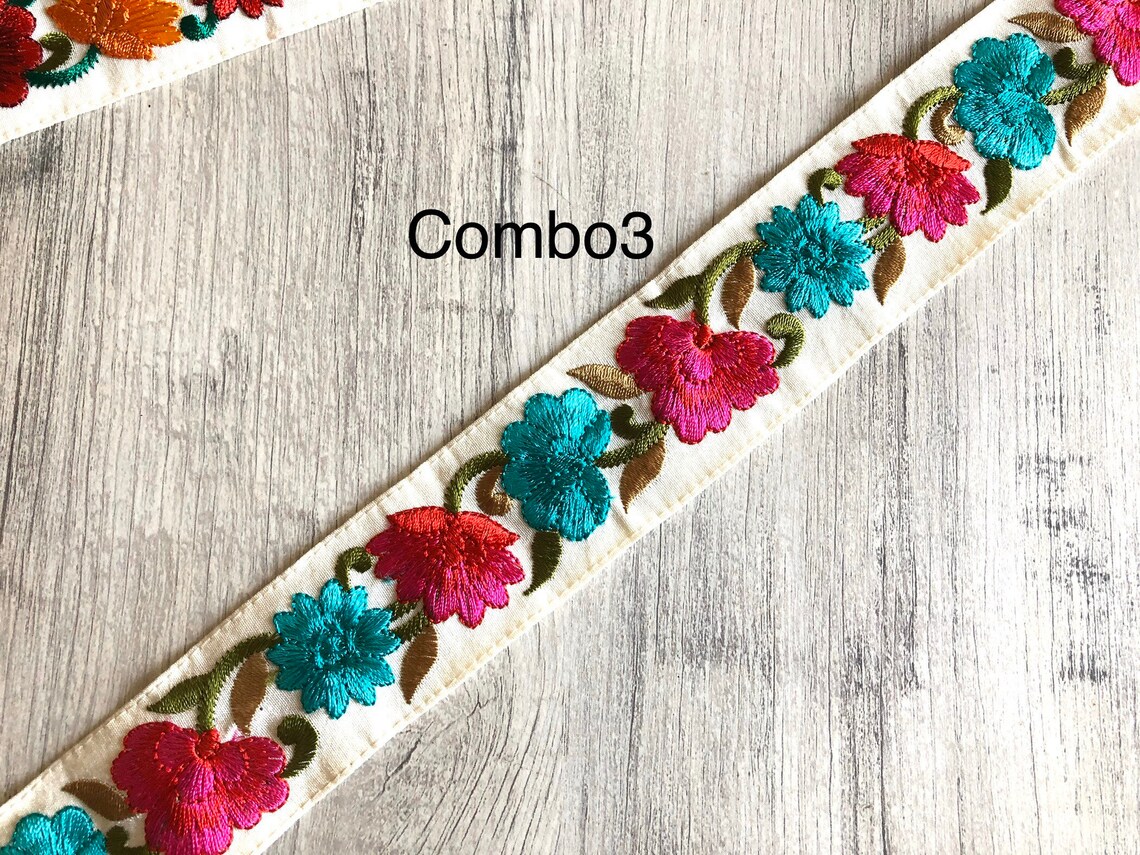 Silk Fabric Trim-multi Colour Embroidered Sari Border-silk - Etsy