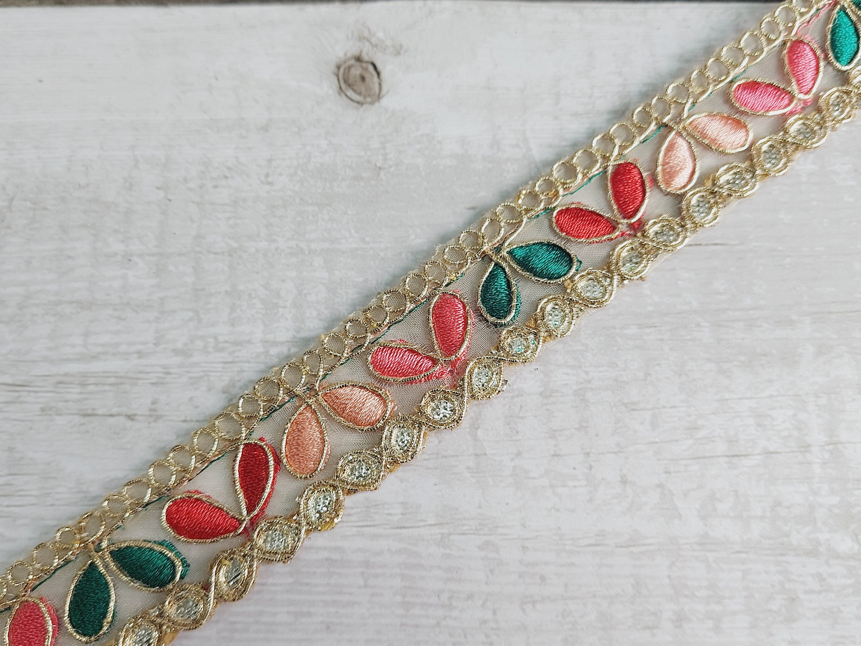 Sari fabric Indian trim Embroidered Trim Saree Border | Etsy
