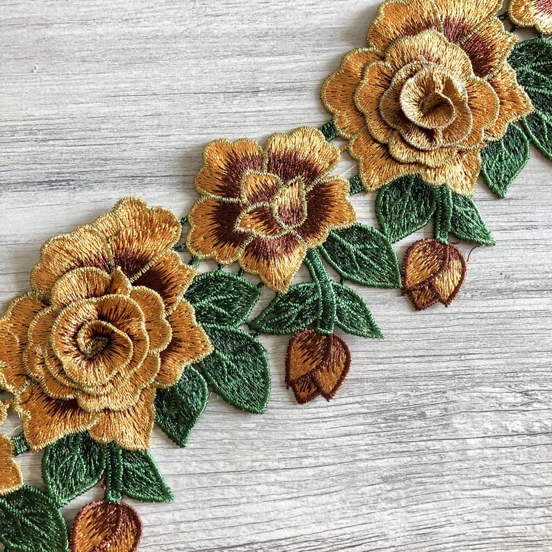 Floral Fabric Trim-multi Colour Embroidered Cut-work Lace-silk - Etsy