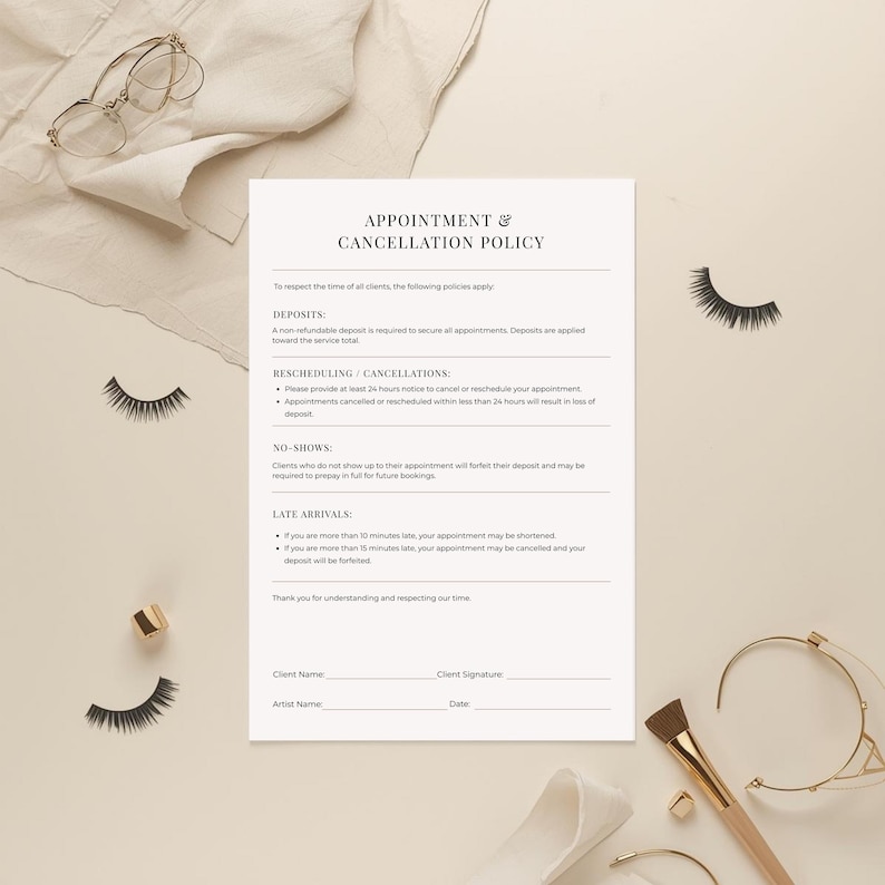 Beauty Salon Policy Template | Appointment & Cancellation Form (canva ...