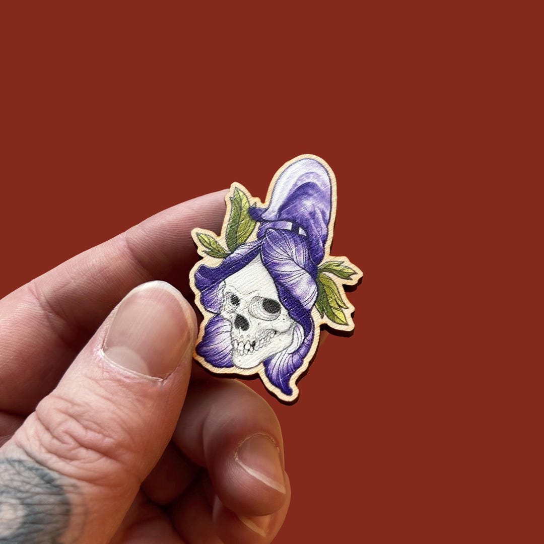 Poisonous Devil's Helmet Wooden Badge - Etsy