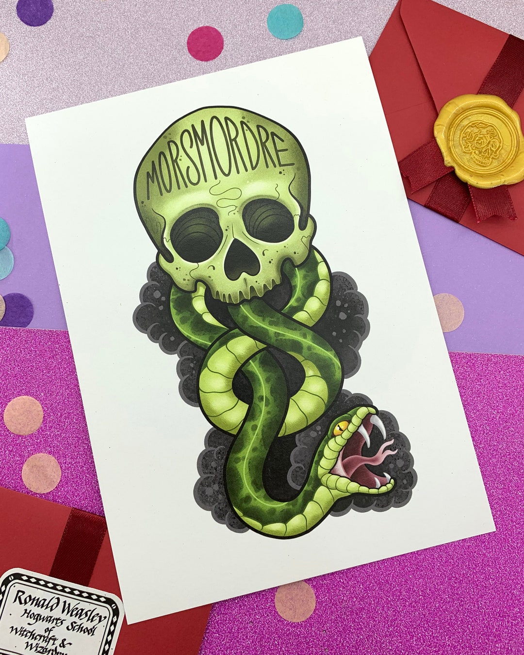 CLEARANCE! Dark Skull Snake Spell A5 Art Print - Etsy