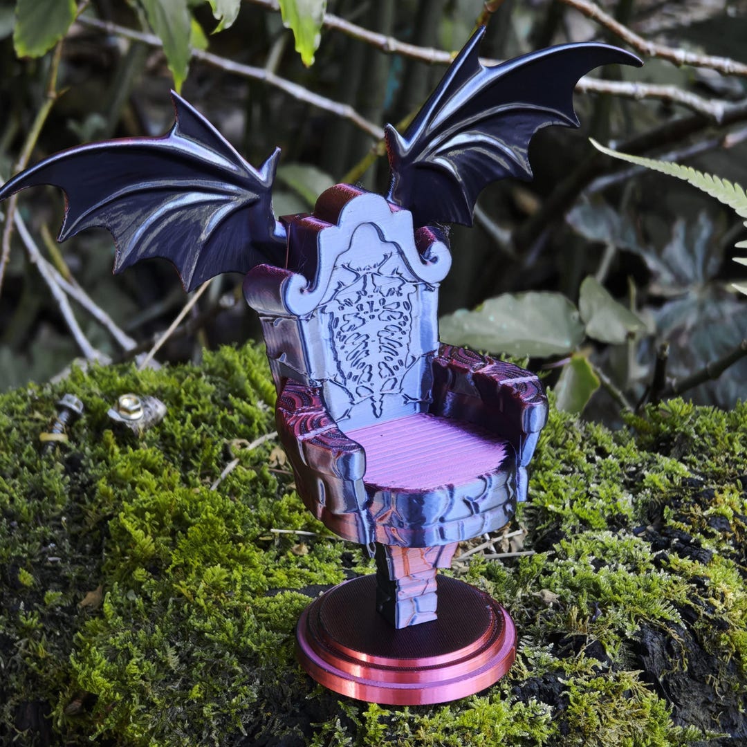 Gothic Bat Wing Throne 1/12 & 1/6 Scale, 3D Printed Demon Chair for ...