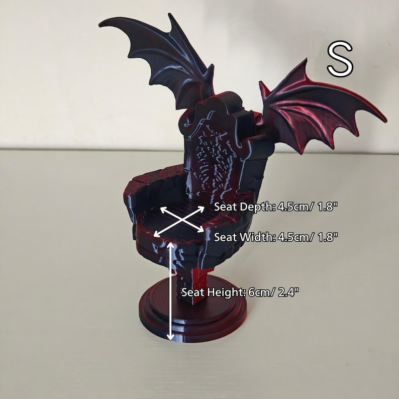 Gothic Bat Wing Throne 1/12 & 1/6 Scale, 3D Printed Demon Chair for ...