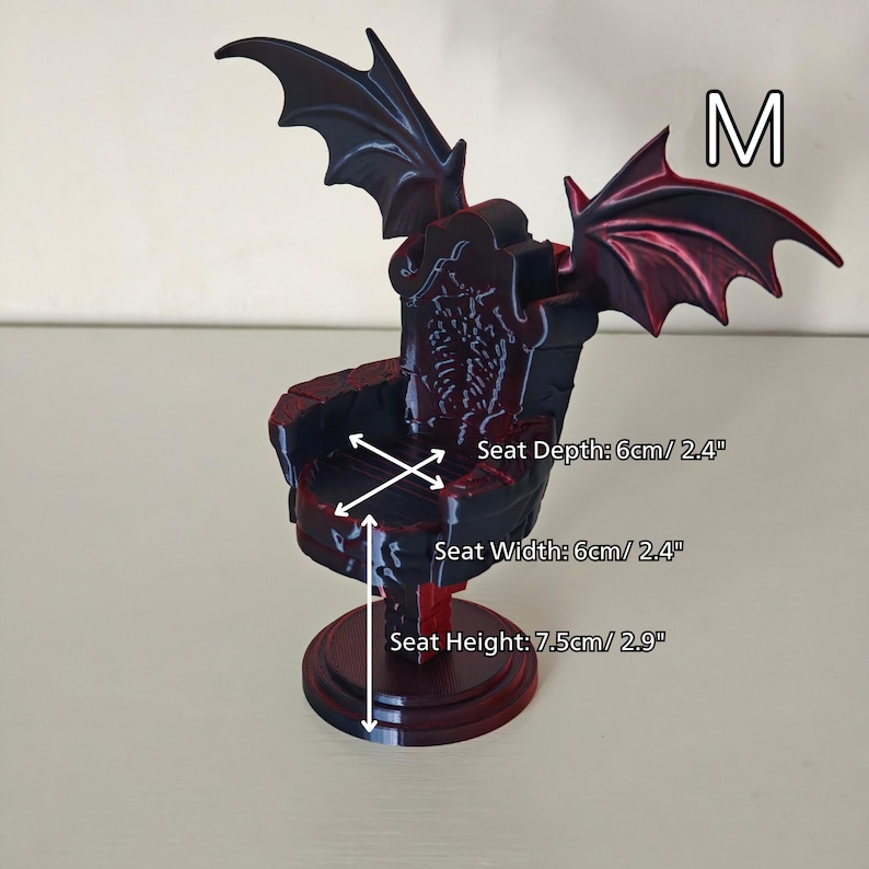 Gothic Bat Wing Throne 1/12 & 1/6 Scale, 3D Printed Demon Chair for ...
