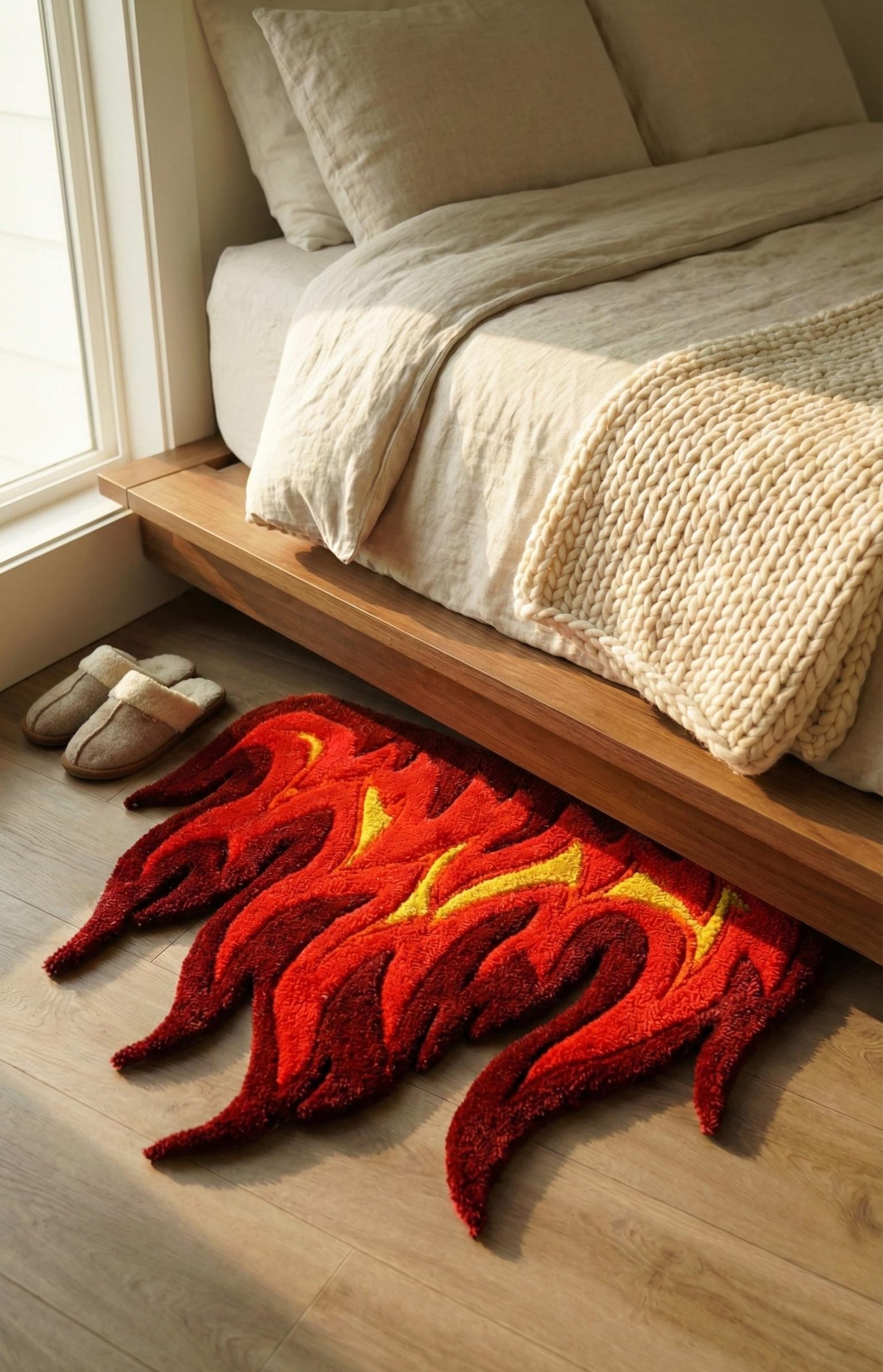 Custom Flame-shaped Tufted Area Rug / Accent Mat Fire-inspired Floor ...