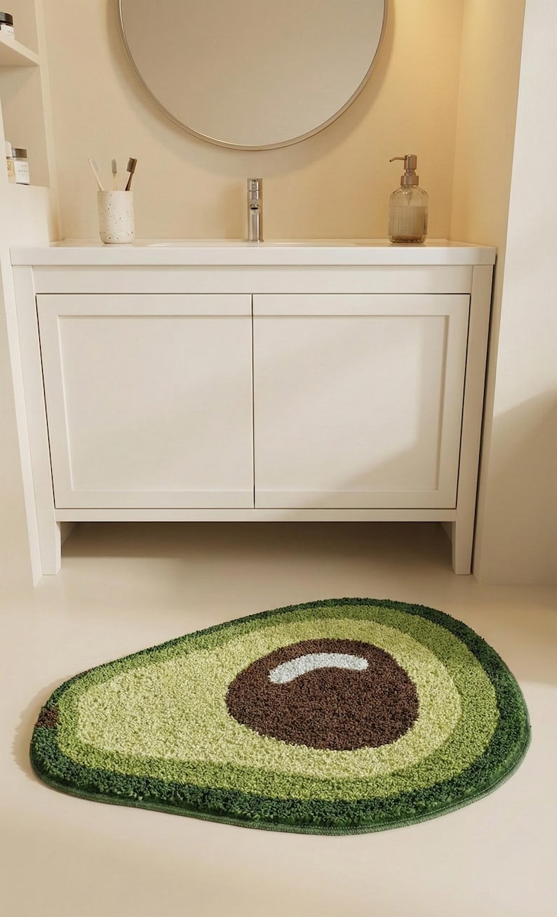 Handmade Avocado Tufted Rug Playful Green Accent Rug Non Slip Carpet ...