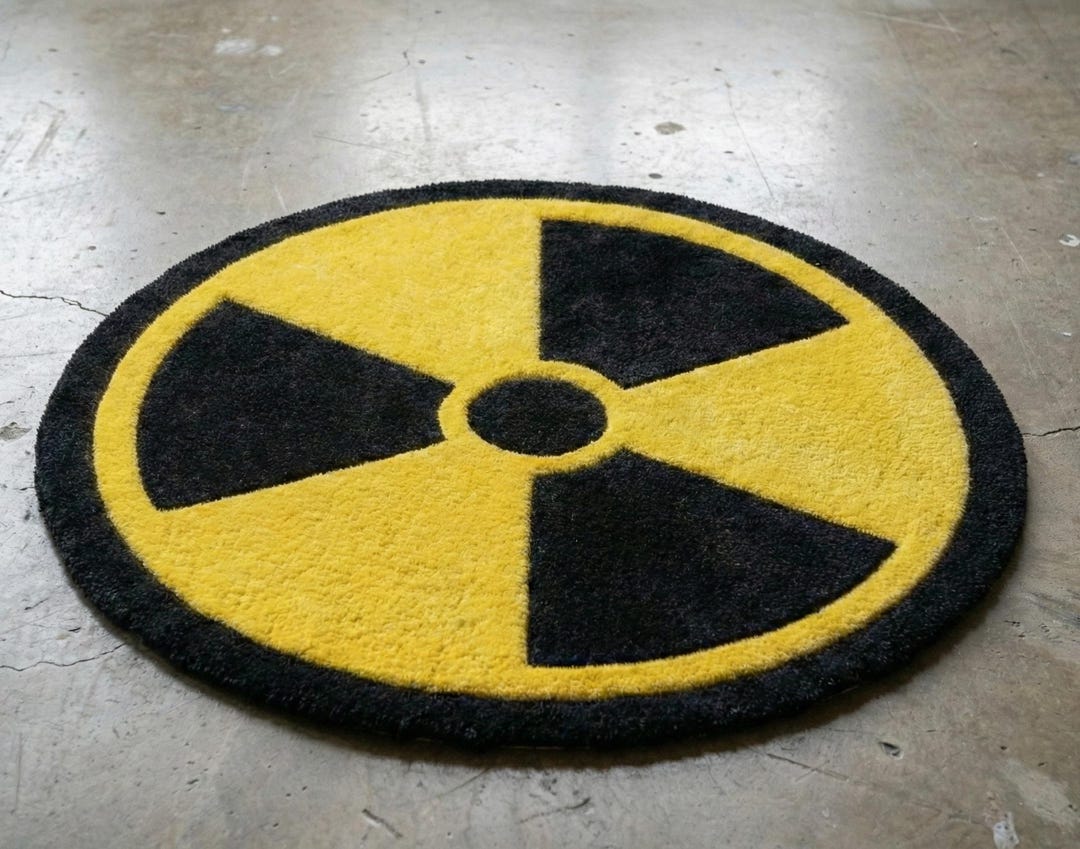 Radiation Hazard Symbol Round Shag Rug – Yellow and Black Radioactive ...