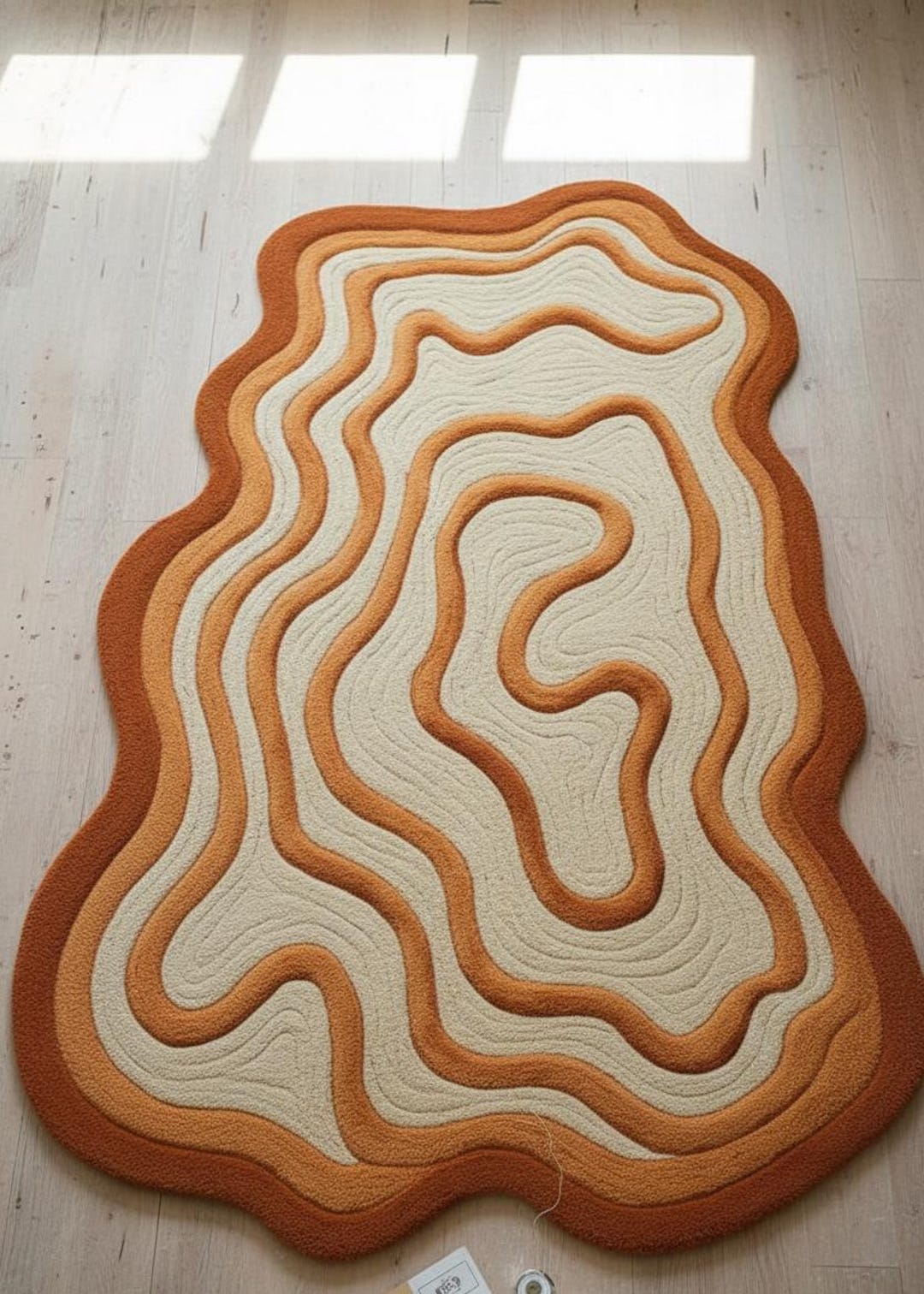 Wavy Design Irregular Rugs – Warm Tones Modern Area Carpet for Living ...