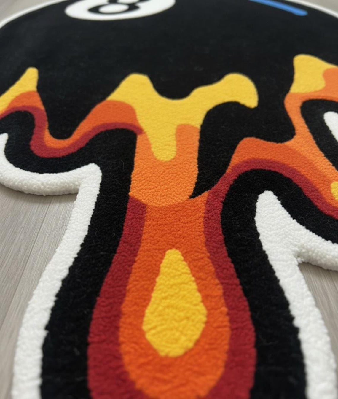 Hand Tufted Rugs-8 Ball Flame Rug – Modern Pop Art Melting Design Area ...