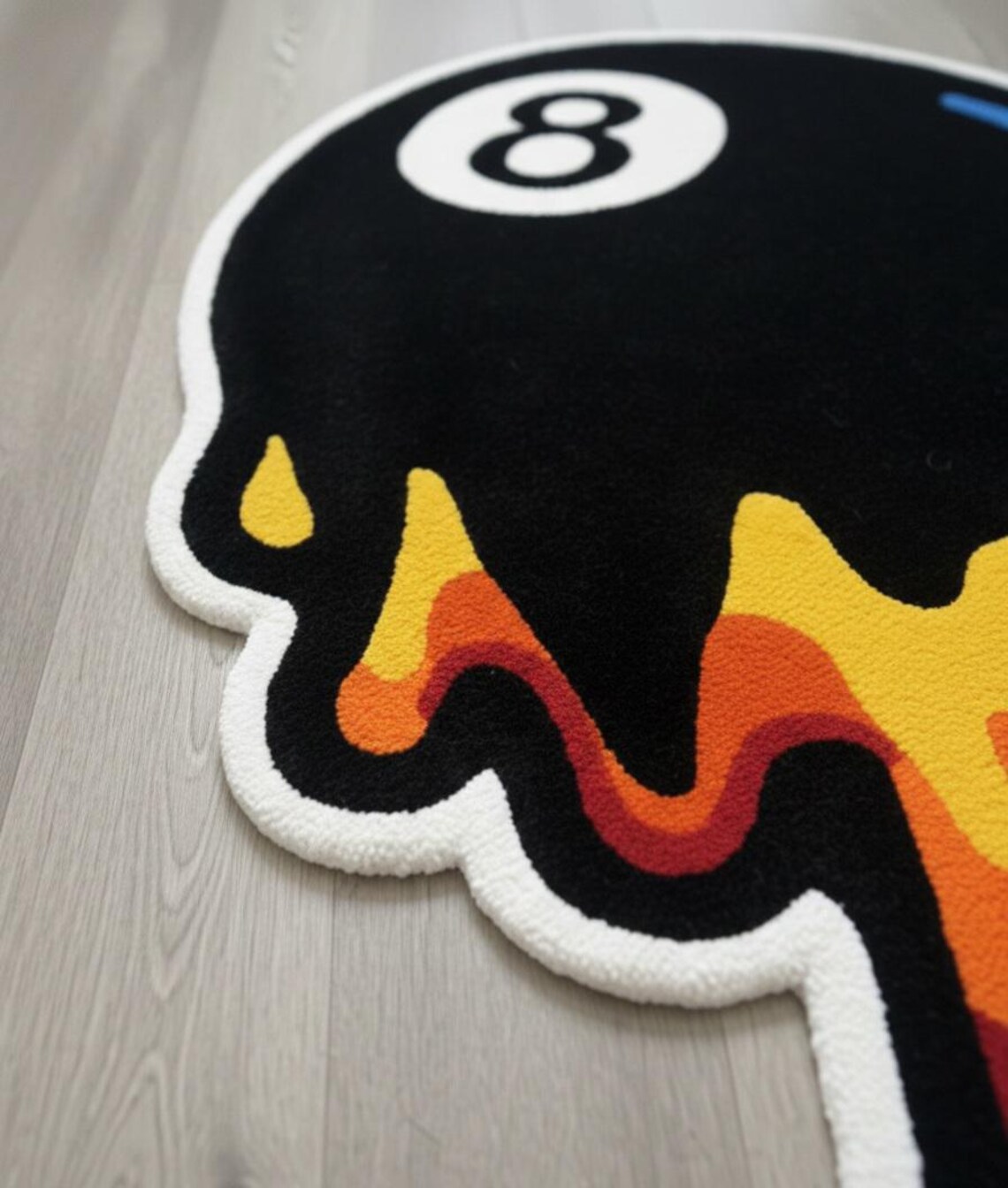 Hand Tufted Rugs-8 Ball Flame Rug – Modern Pop Art Melting Design Area ...