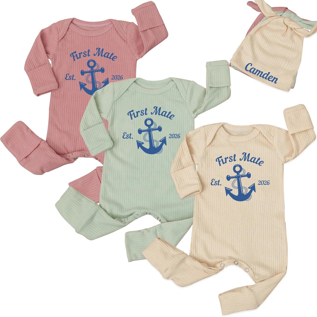 Customized First Mate Boy Bodysuit, Nautical Newborn Outfit, Sailor ...