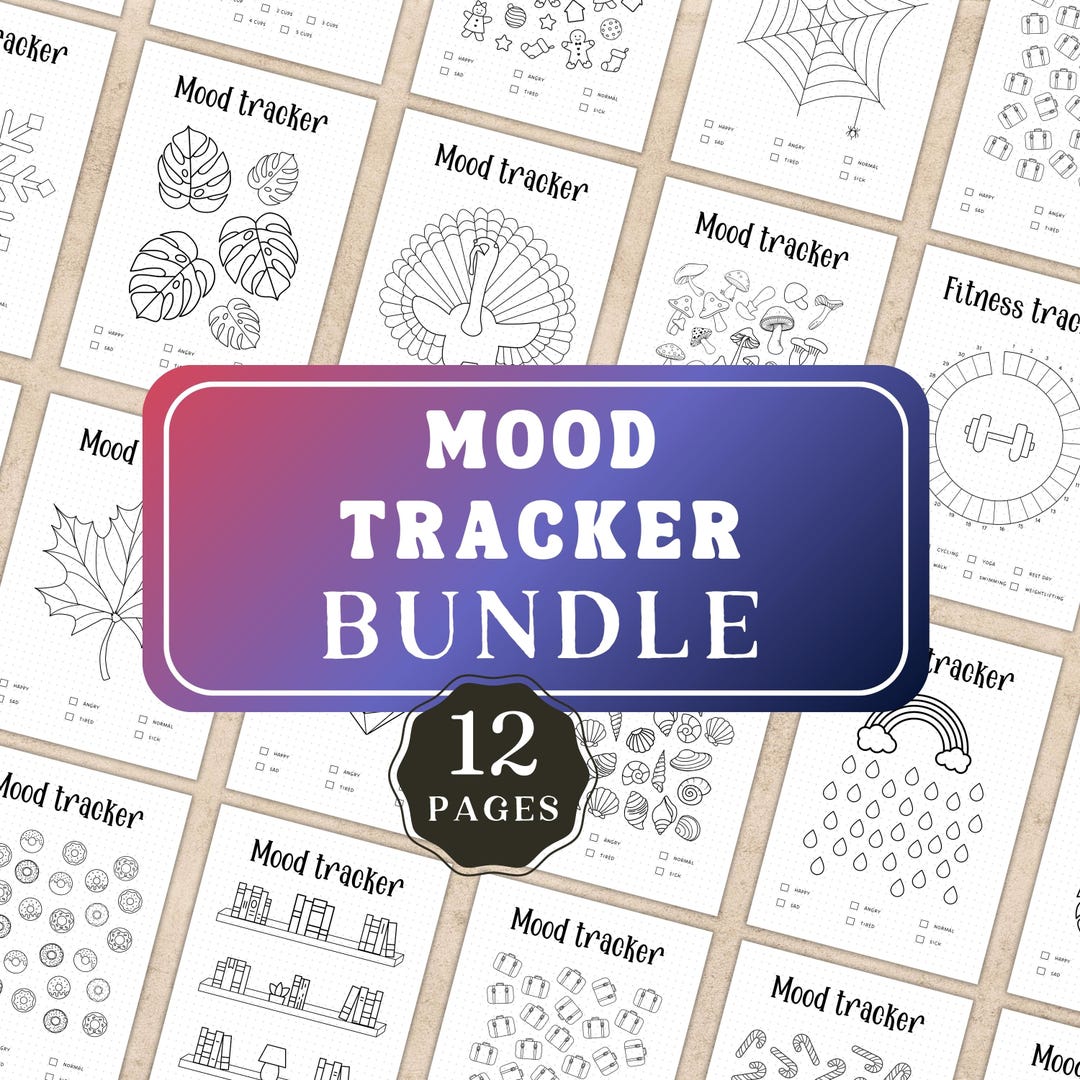 Mood Tracker Bundle Printable Journal Pages 12 Monthly Pages A5 Inserts ...