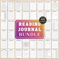 Book Reading Journal Bundle Printable Page,a5 Bullet Journal Pages ...