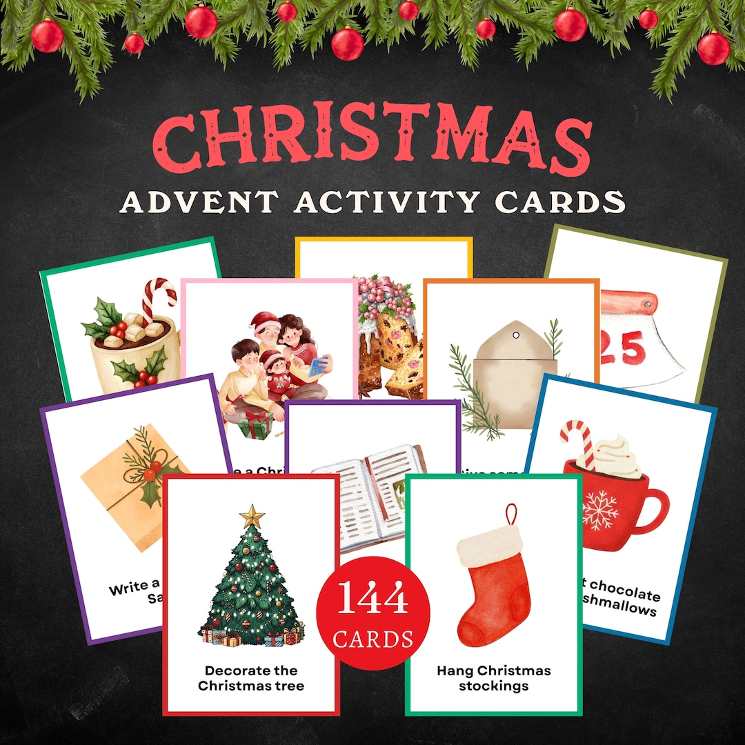 Christmas Advent Activity Cards for Kids, Printable Advent Calendar ...