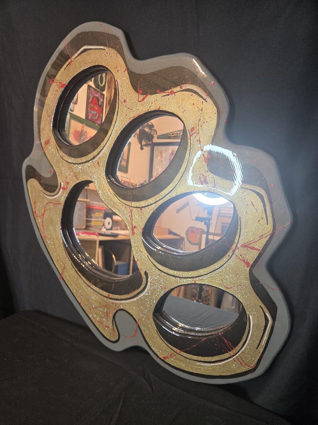 Knuckles Mirror Wall Art: Painted & Resined, Statement Piece - Etsy