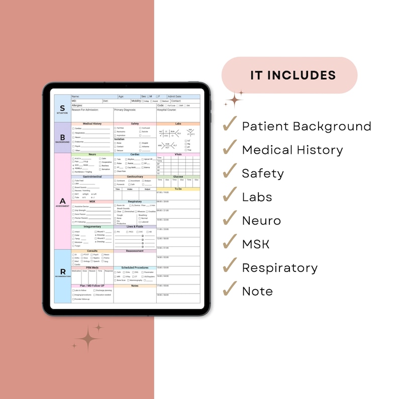 SBAR Nursing Report Templates: Editable Nurse Handoff Sbar Sheets (PDF ...
