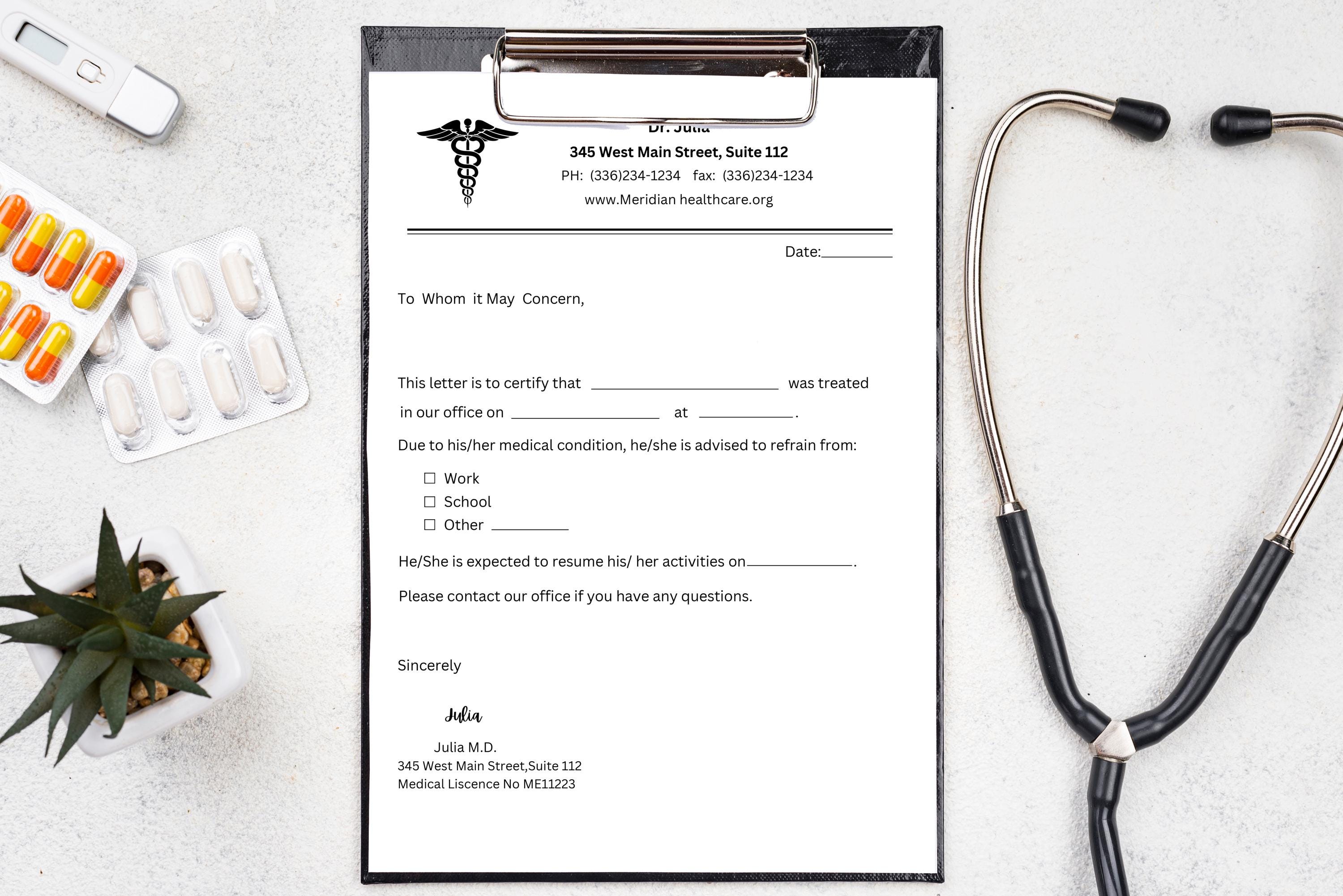 Editable Doctor's Excuse Template | Urgent Care Note (PDF, Word, Canva ...