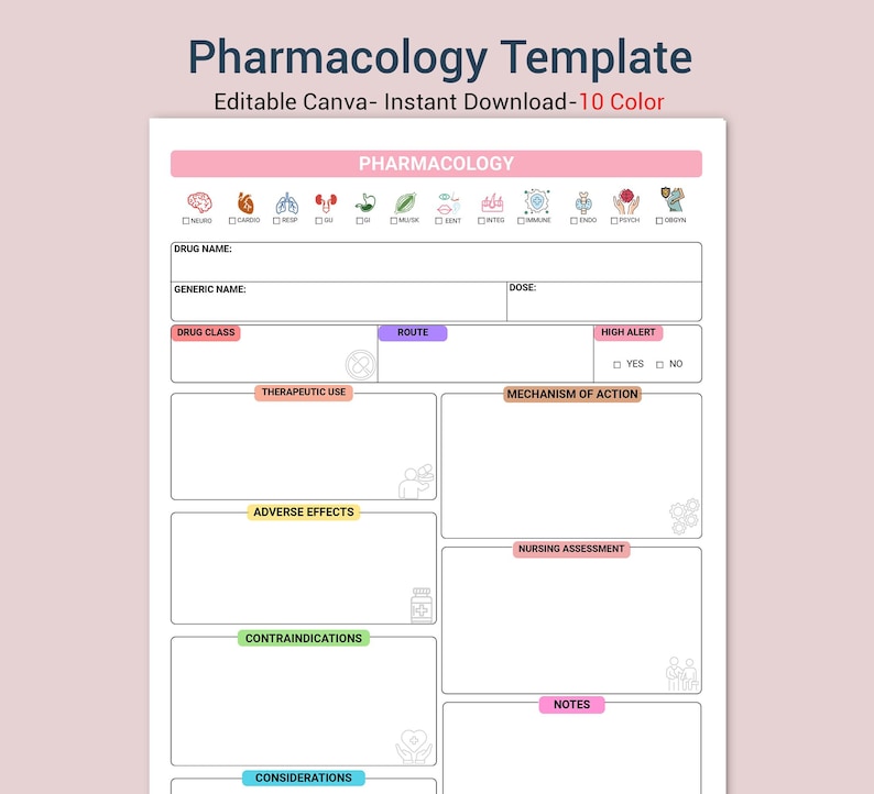 Pharmacology Medication Card Template | NCLEX Study Guide, Nursing ...