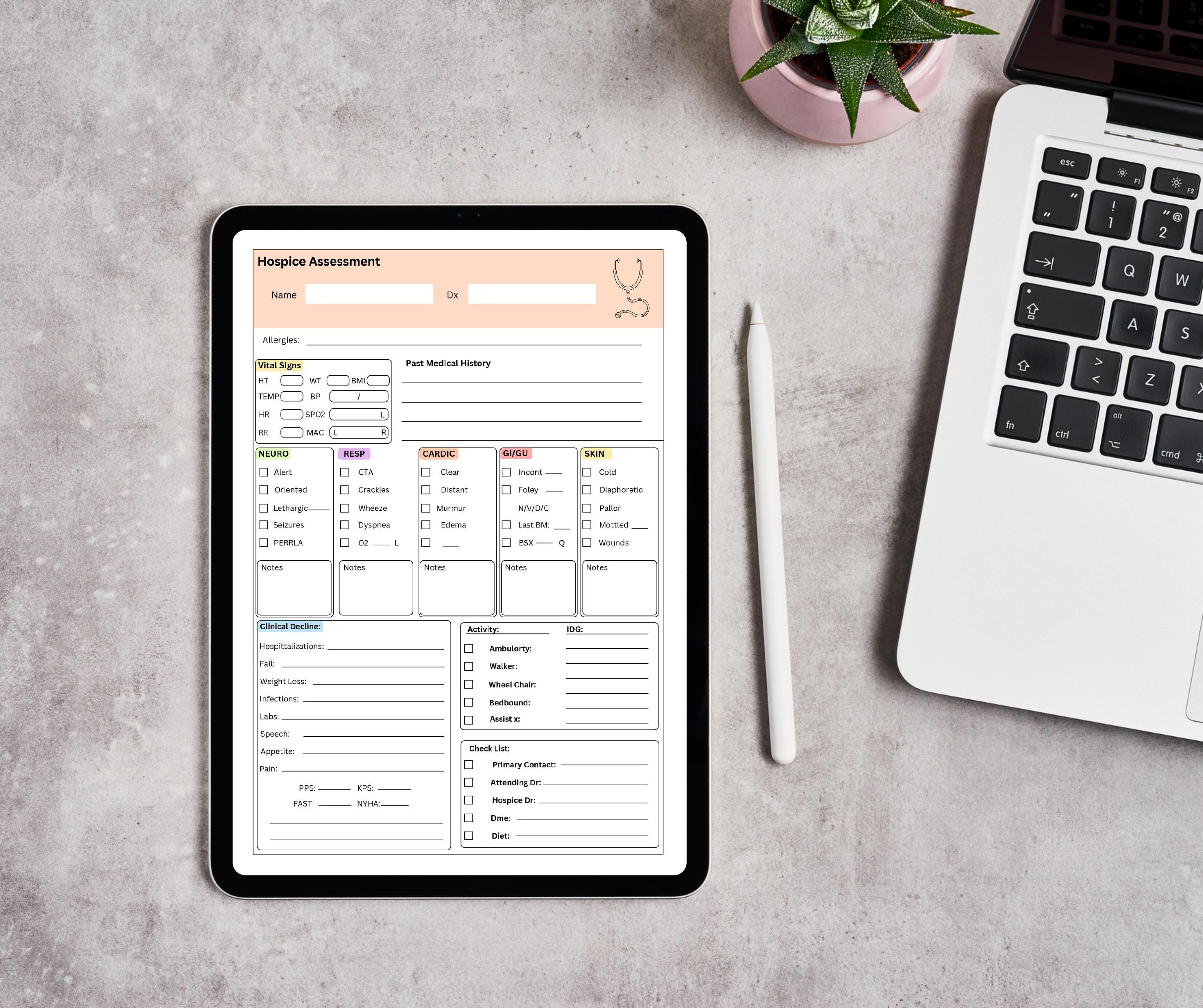 Hospice Nurse Assessment Sheet | RN Visit Form (PDF, Canva Edit) - Etsy