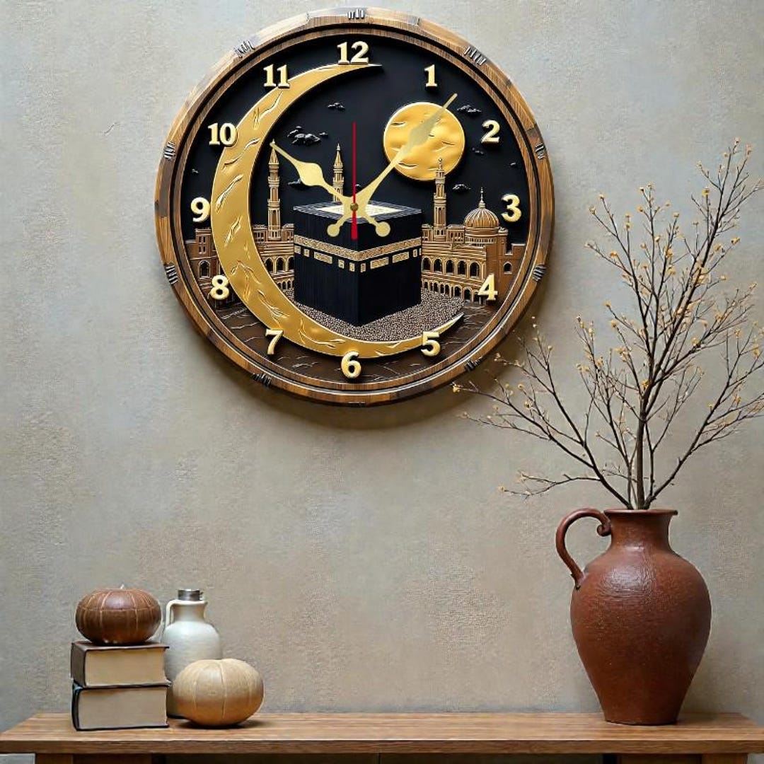 Islamic Kaaba Wall Clock Muslim Home Decor Ramadan Eid Gift Modern ...