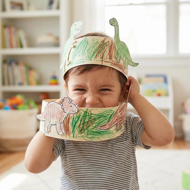 Dinosaur Headband Craft Printable for Kids | Fun Coloring Activity PDF ...