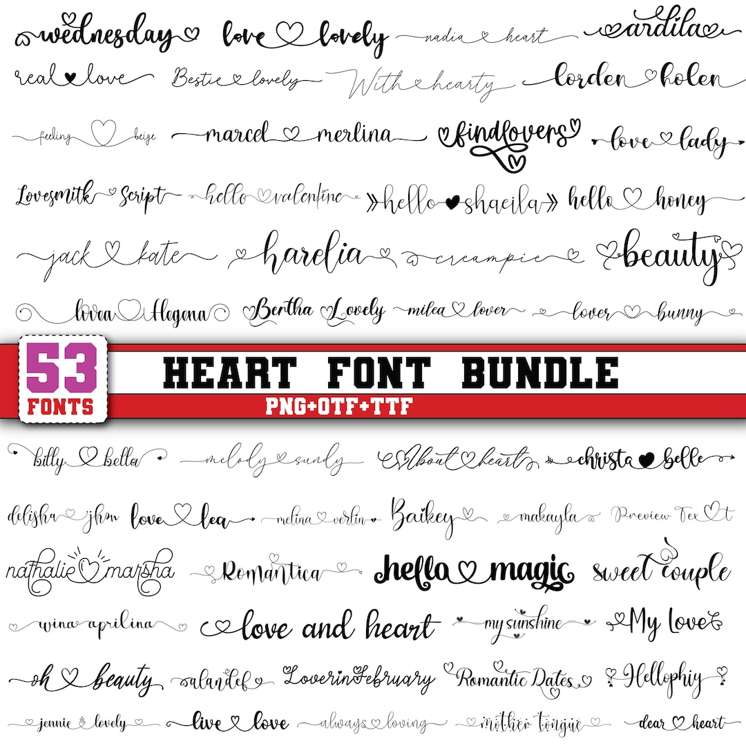 Heart Font,wedding Font,cursive Font Svg,font Bundle,signature Fonts ...