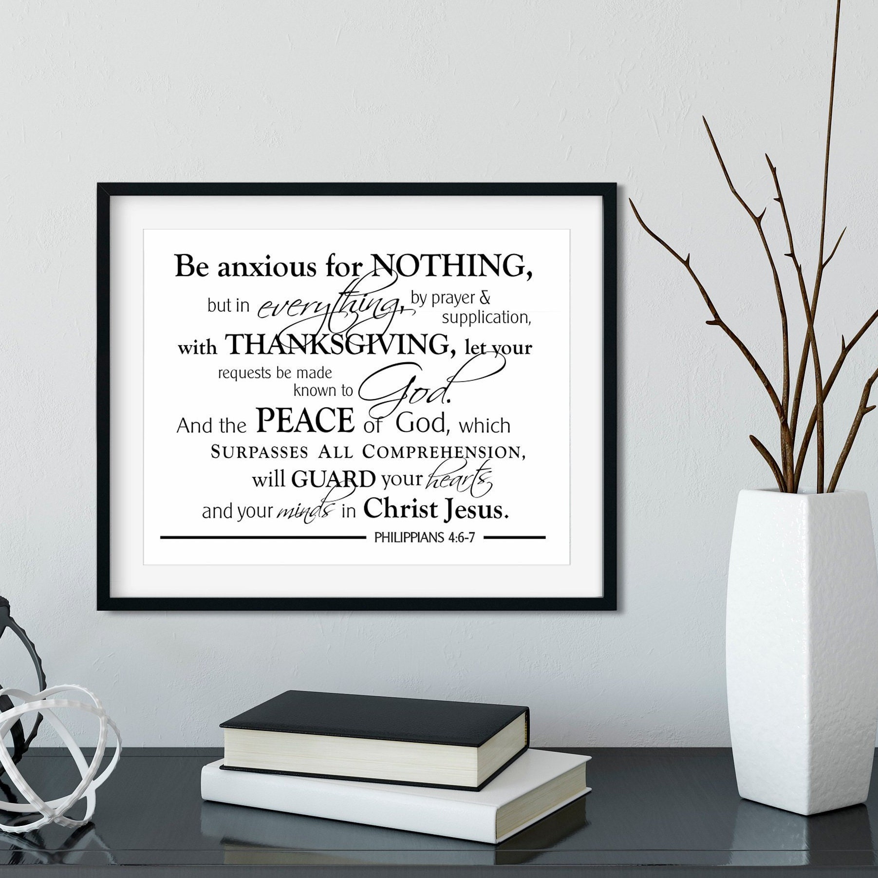 Scripture Wall Art Be anxious for Nothing Philippians 4 6 7 | Etsy