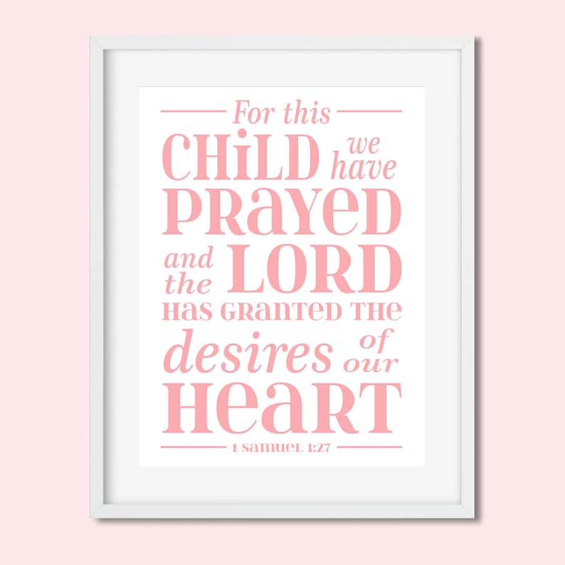For This Child We Have Prayed, Nursery Wall Art Print, Baby Shower Gift ...