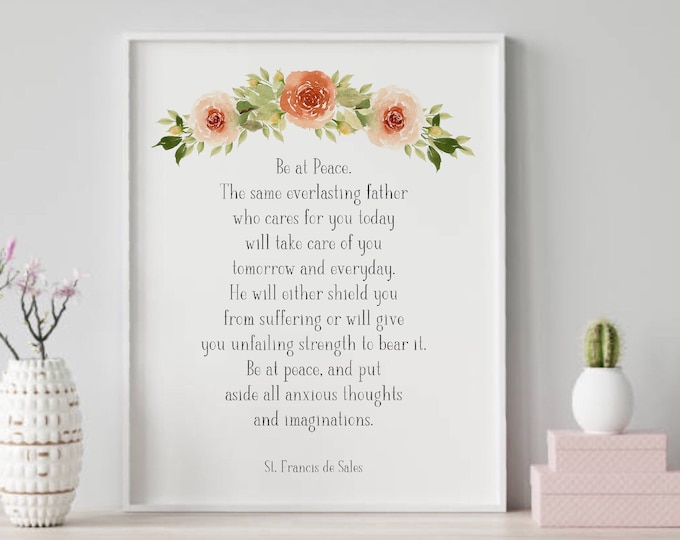 St Francis De Sales Prayer - Be at Peace, Confirmation Gift for Girl ...