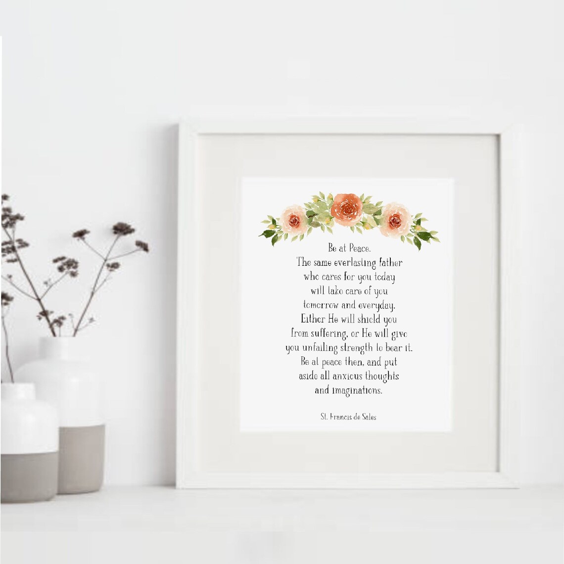 St Francis De Sales Prayer - Be at Peace, Confirmation Gift for Girl ...
