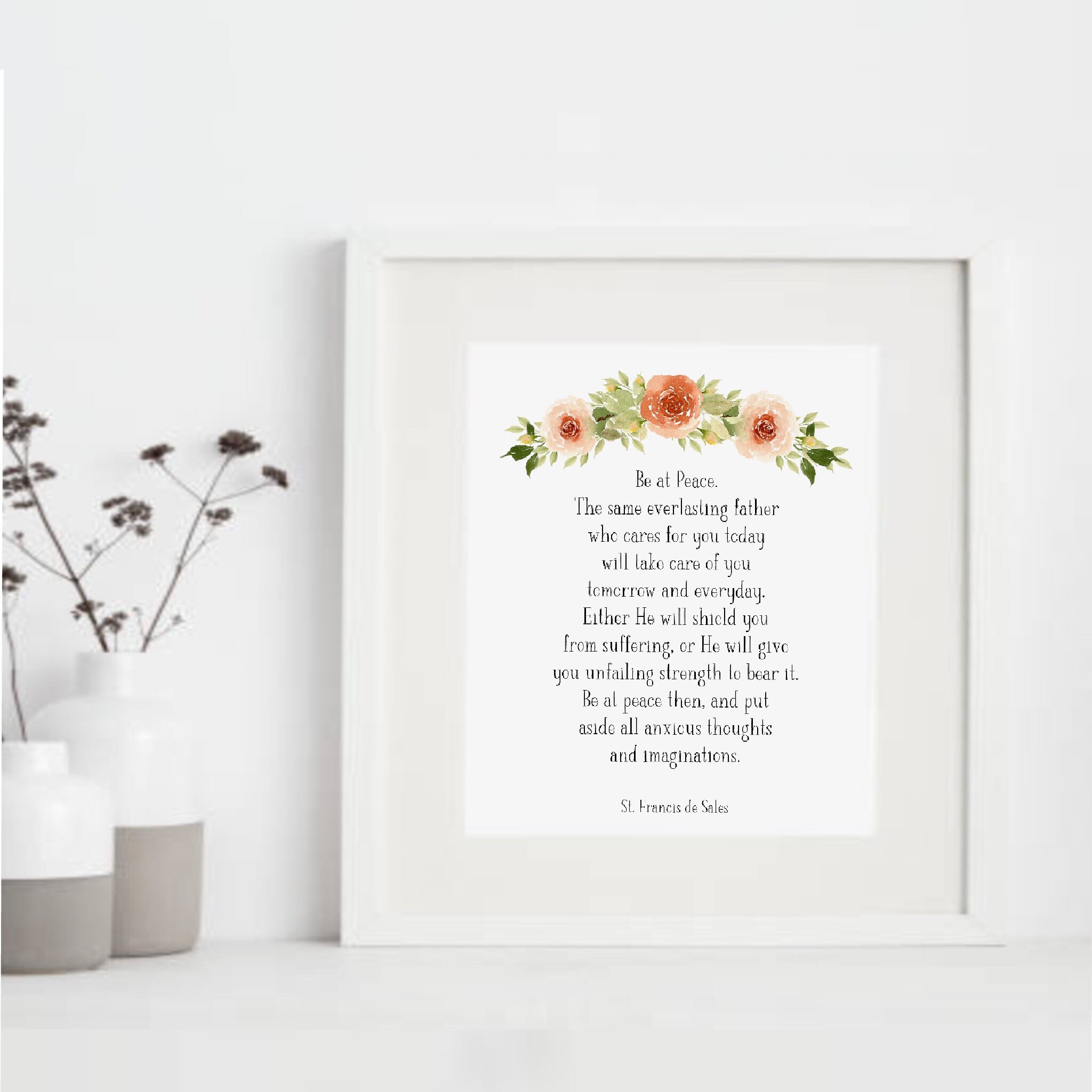 St Francis De Sales Prayer - Be at Peace, Confirmation Gift for Girl ...